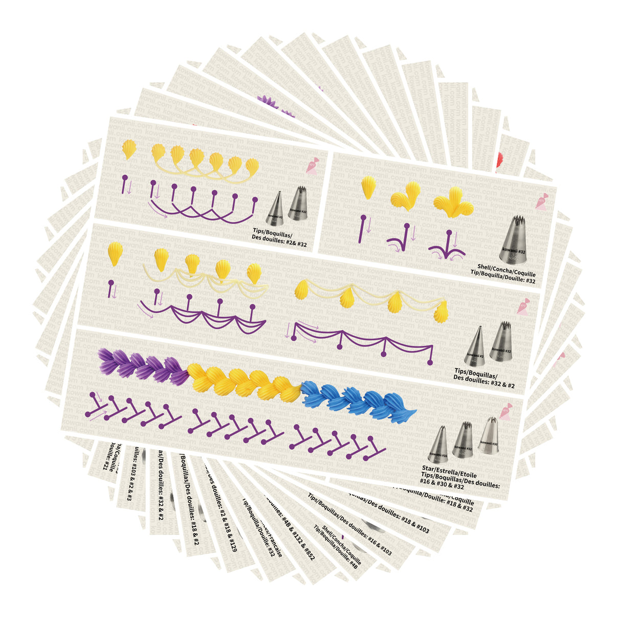 kowanii Piping Practice Guide Sheets 250+ Piping Tips Nozzle Technique